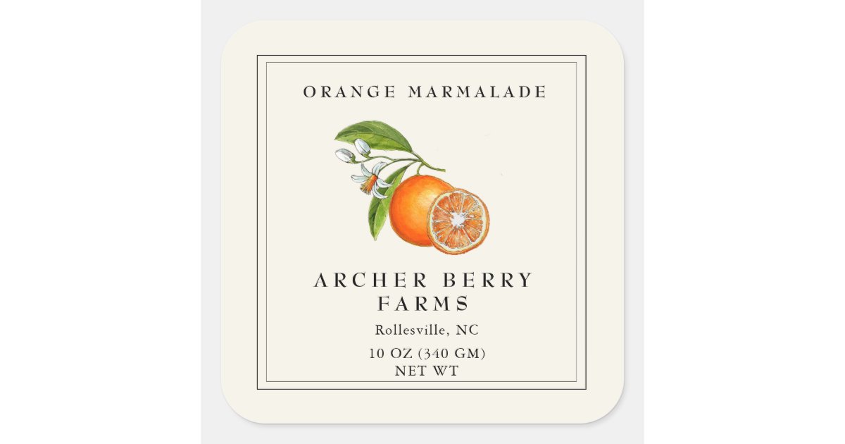 Simple Vintage Orange Marmalade Jam Jar Label | Zazzle