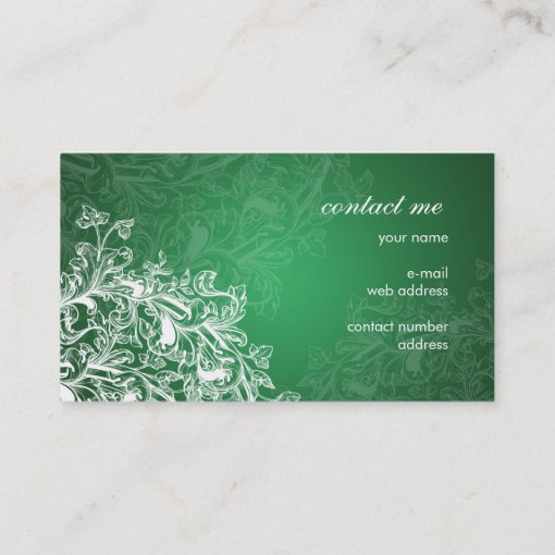 Simple Vintage Scroll Emerald Green Business Card | Zazzle
