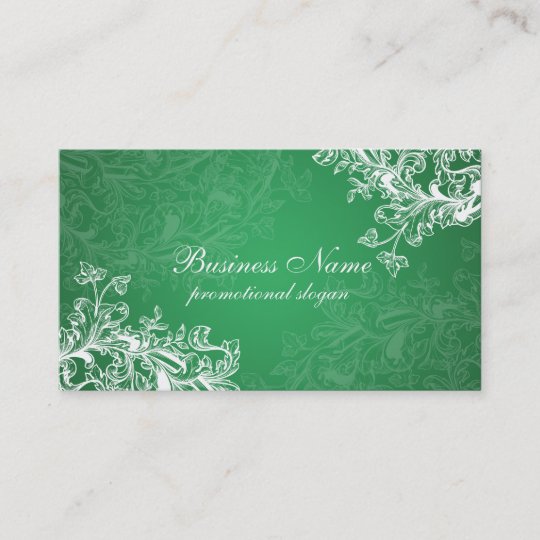 Simple Vintage Scroll Emerald Green Business Card | Zazzle.com