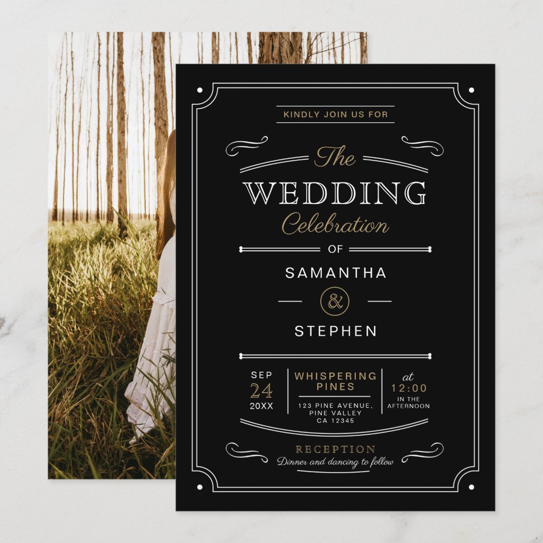 Simple Vintage Style Photo Wedding Invitation | Zazzle