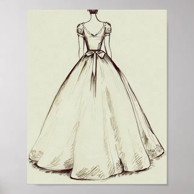 Simple Vintage Wedding Dress Poster | Zazzle