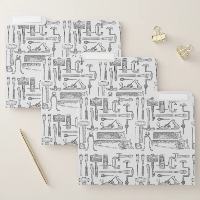 Simple Vintage Woodworking Tools Drawing File Folder | Zazzle