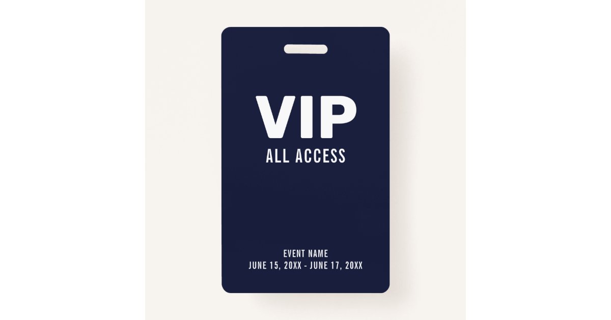 Simple VIP All Access Pass Event ID Badge | Zazzle
