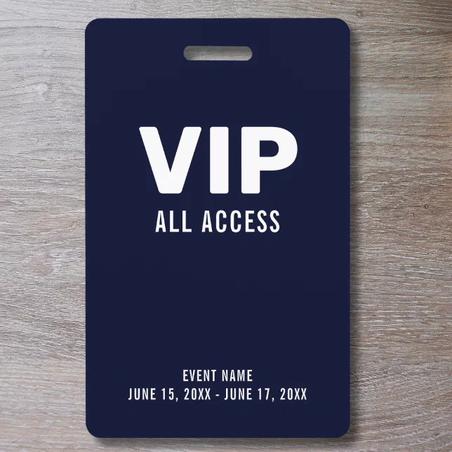 Simple VIP All Access Pass Event ID Badge | Zazzle