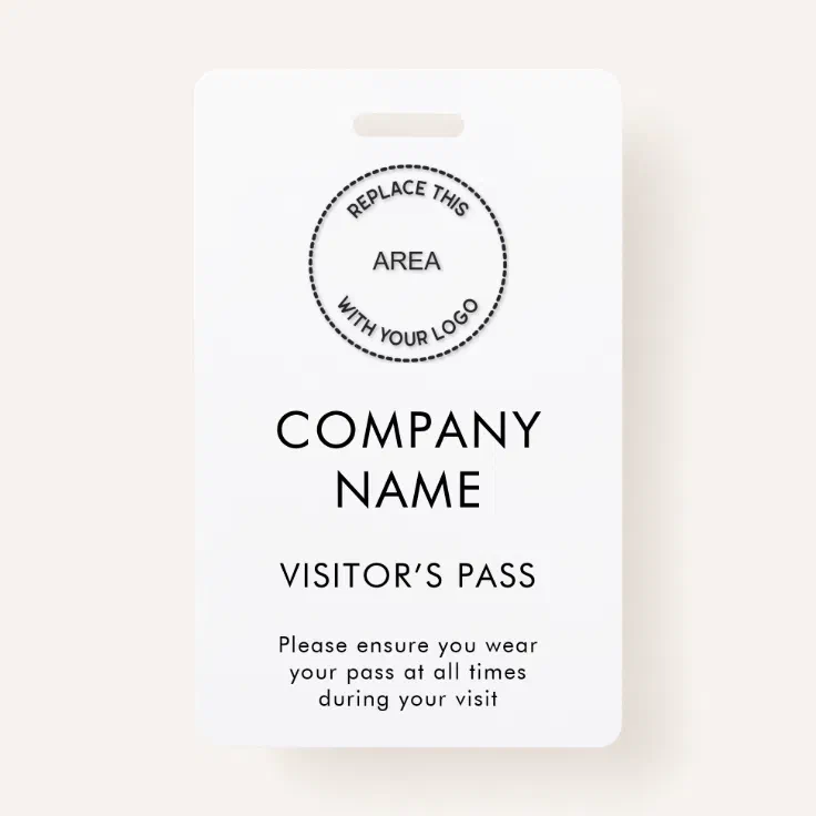 Simple Visitors Pass Company Name Logo Any Color Badge | Zazzle