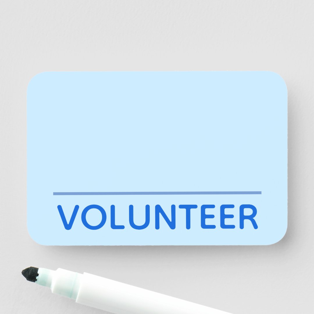 Simple "VOLUNTEER" Name Tag | Zazzle