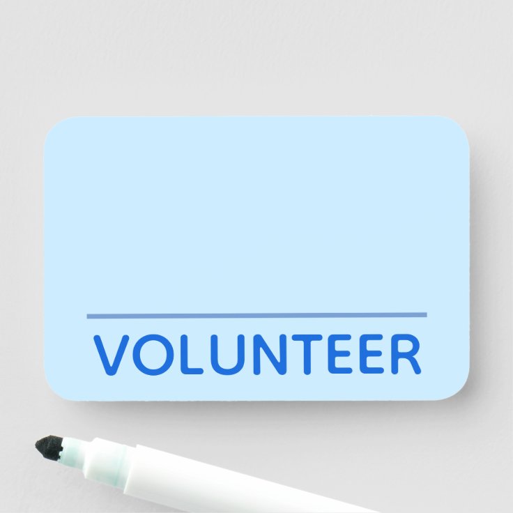 Simple "VOLUNTEER" Name Tag | Zazzle