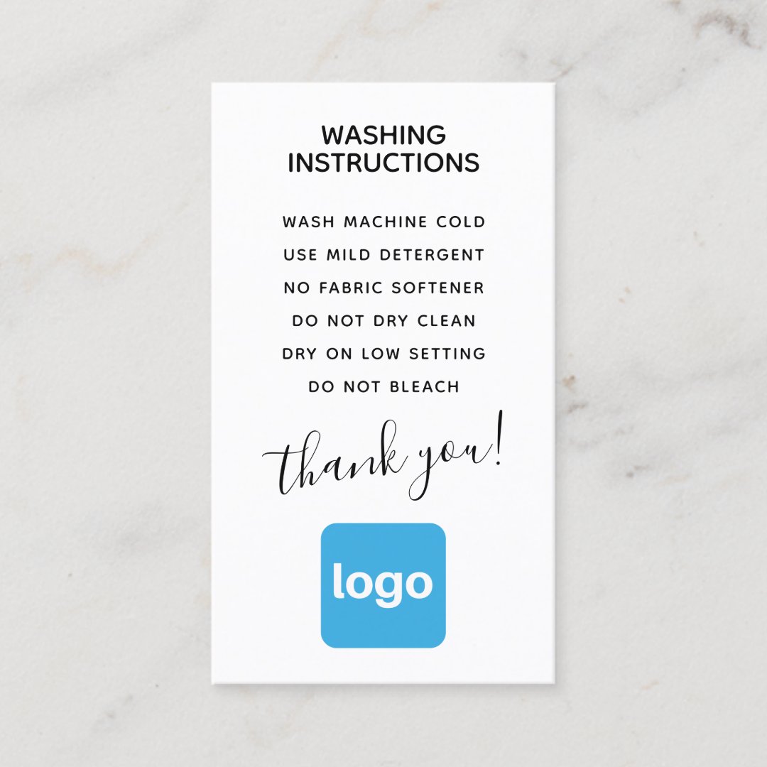 Simple Washing Instructions Add Logo Business Card | Zazzle