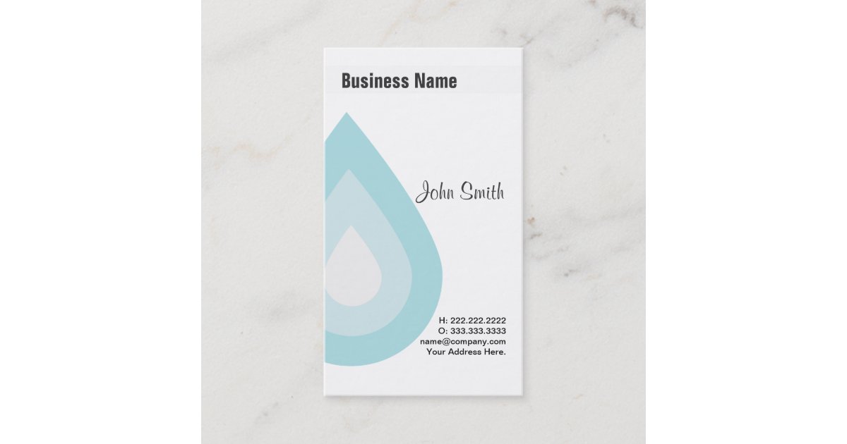 Simple Water Drop business card | Zazzle