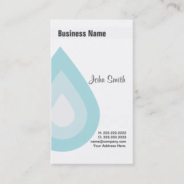 Simple Water Drop business card | Zazzle