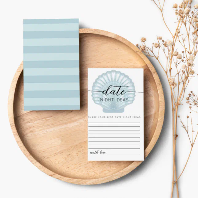 Simple Watercolor Blue Shell Date Nidht Ideas | Zazzle