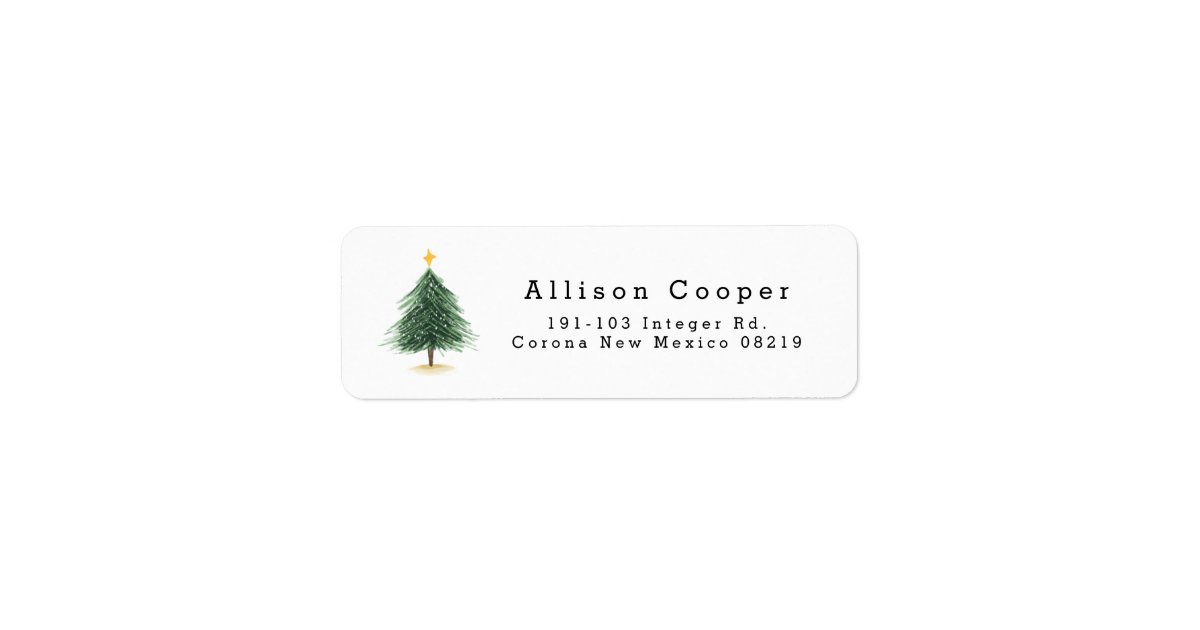 Simple Watercolor Christmas Tree Return Addres Label | Zazzle