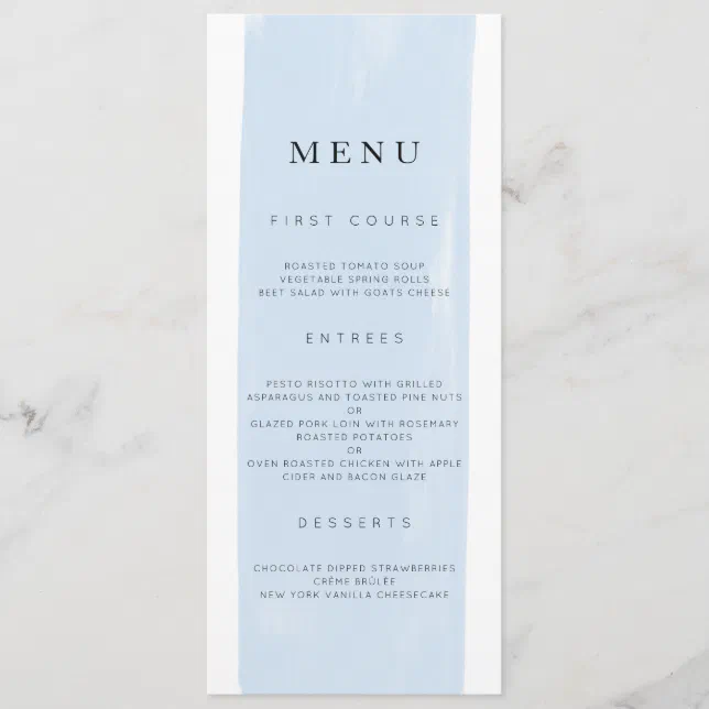 Simple Watercolor Wedding Menu | Zazzle