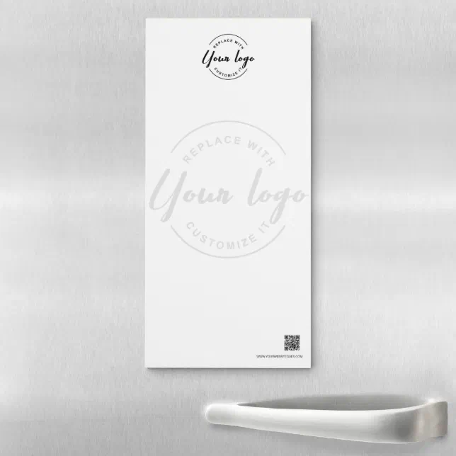 Simple watermark custom logo qr code website magnetic notepad | Zazzle