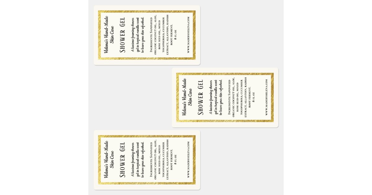Simple Waterproof Shower Gel Product Label | Zazzle