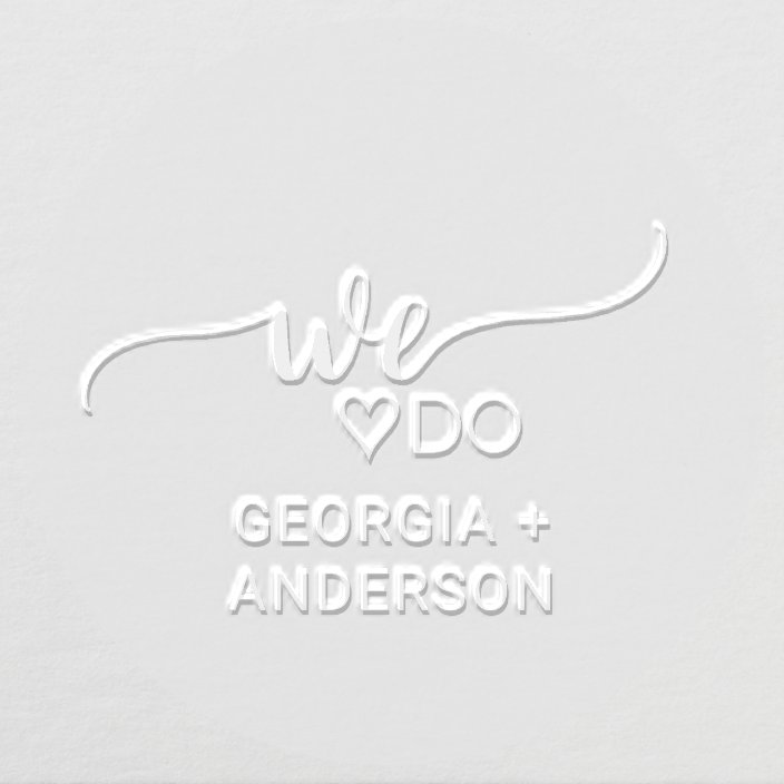 Simple We Do Calligraphy Bride and Groom Wedding Embosser | Zazzle.com