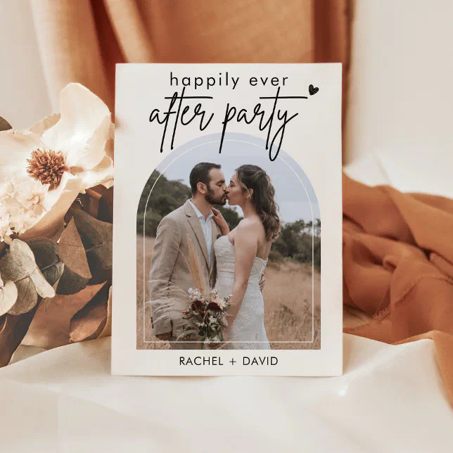 Simple We Eloped Arch Photo Wedding Reception Invitation | Zazzle