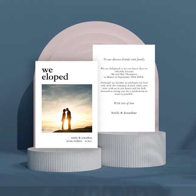 Simple We Eloped Photo Wedding Announcement | Zazzle
