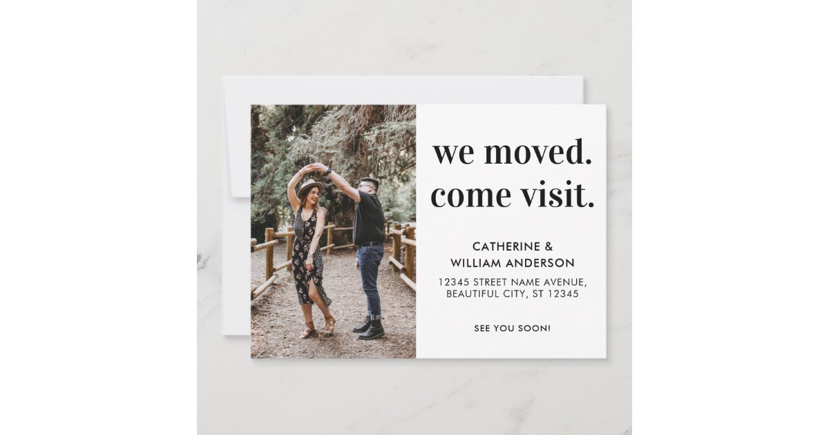 Simple We Moved Come Visit Photo Typography Moving Announcement | Zazzle