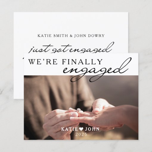 Simple We’re Finally Engaged Photo Engagement Announcement Postcard ...