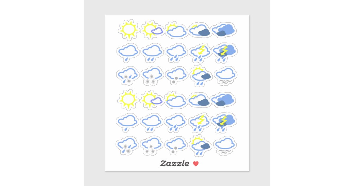 simple weather symbols sticker | Zazzle