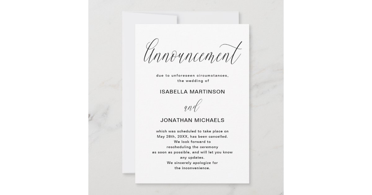 Simple Wedding Cancellation Announcement | Zazzle