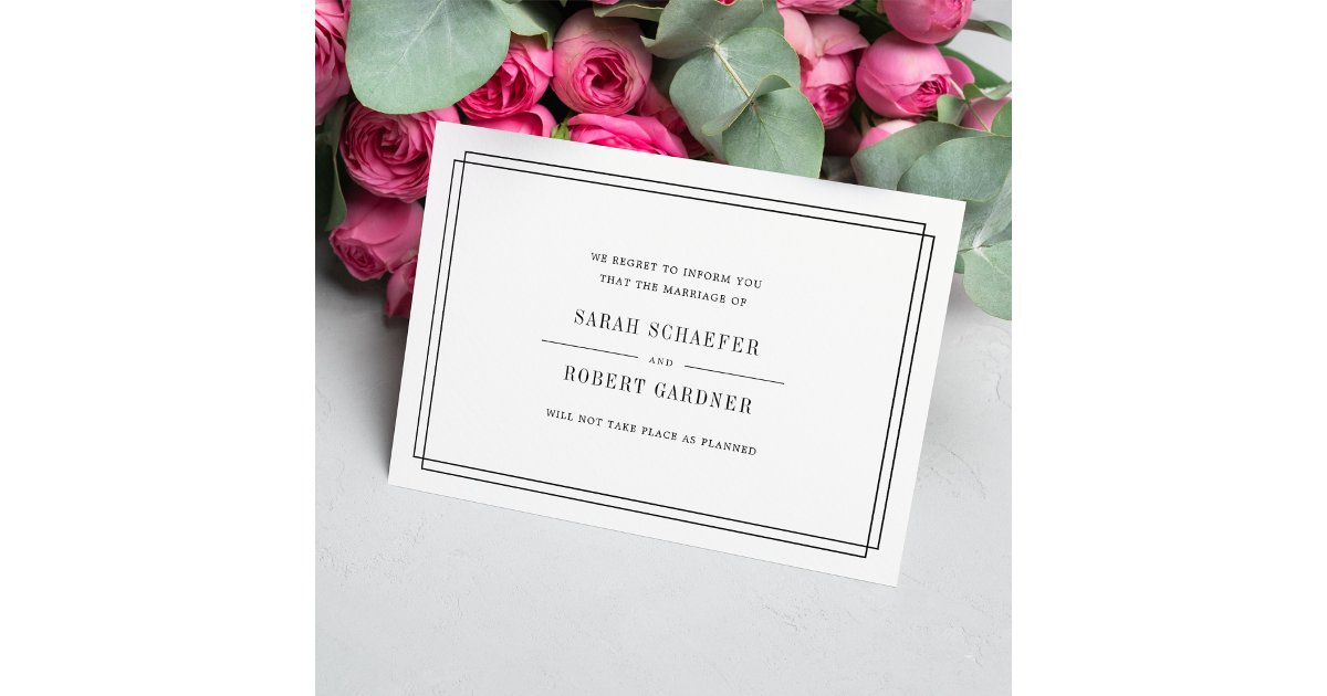 Simple Wedding Cancellation Announcement Card | Zazzle