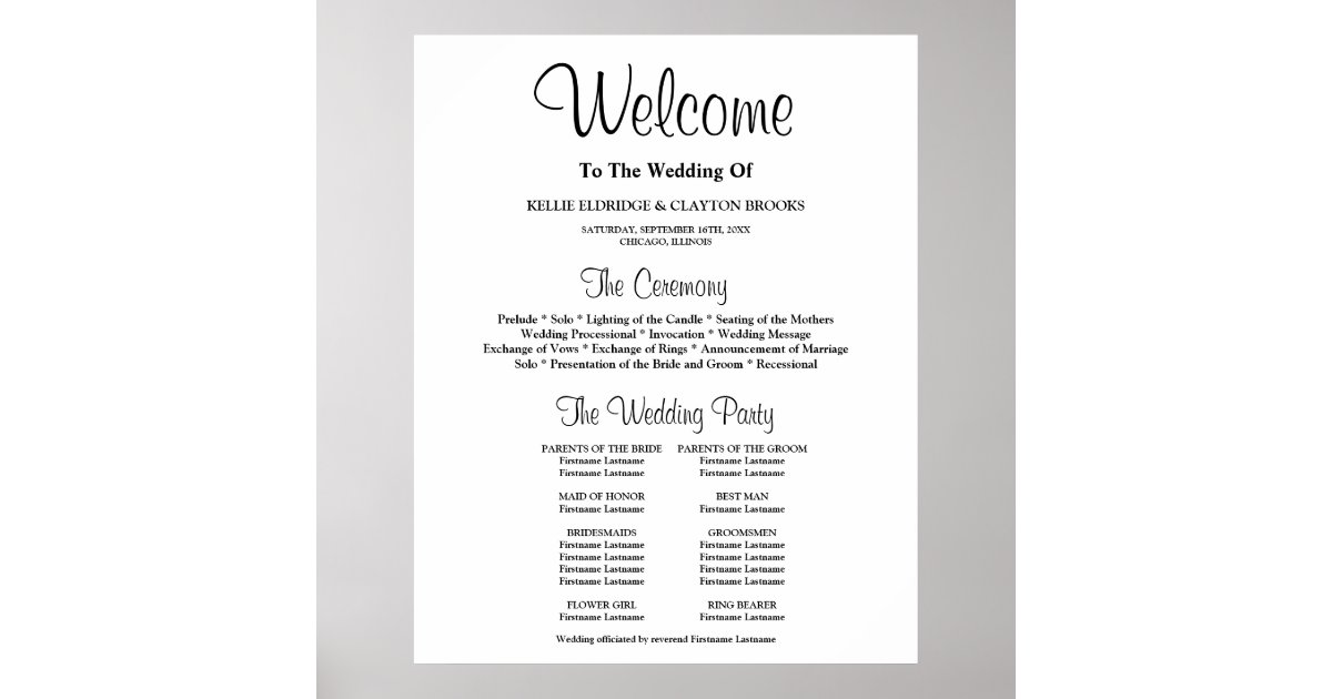 Simple Wedding Ceremony Program Sign | Zazzle