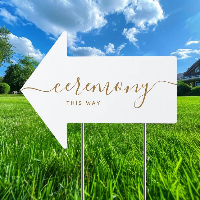 Simple Wedding Ceremony This Way Arrow Sign | Zazzle