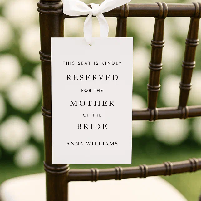 Simple Wedding Chair tag, seating tag, seat tag, Invitation | Zazzle