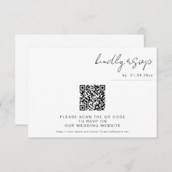 Simple Wedding Event QR Code RSVP Enclosure Card | Zazzle