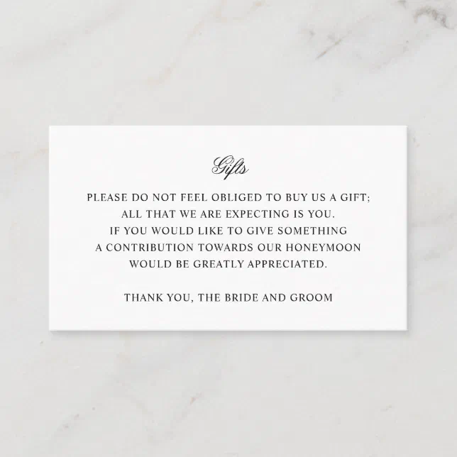 Simple Wedding Gift Insert Card | Zazzle