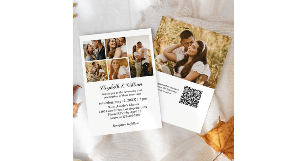 Simple Wedding Invitation With QR Code | Zazzle