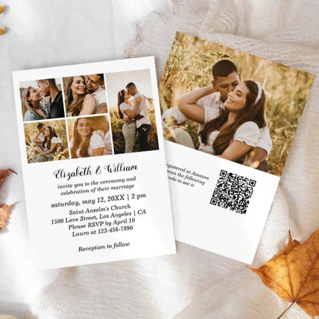 Simple Wedding Invitation With QR Code | Zazzle