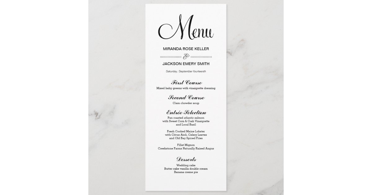 Simple Wedding Menu / Elegant Wedding Menu | Zazzle.com