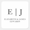 Simple Wedding Monogram Couple Initials Square Sticker | Zazzle