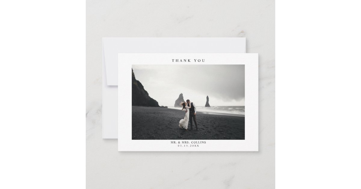 Simple Wedding Photo Thank You Card | Zazzle