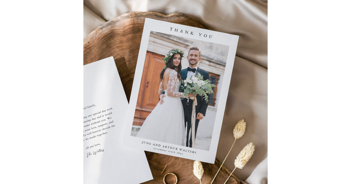 Simple Wedding Photo Thank You Card | Zazzle