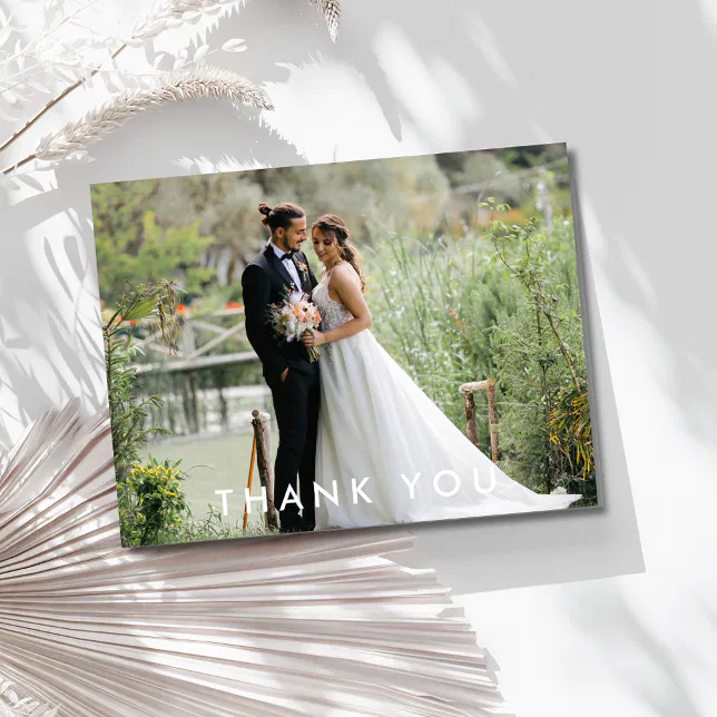 Simple Wedding Photo Thank You Card | Zazzle