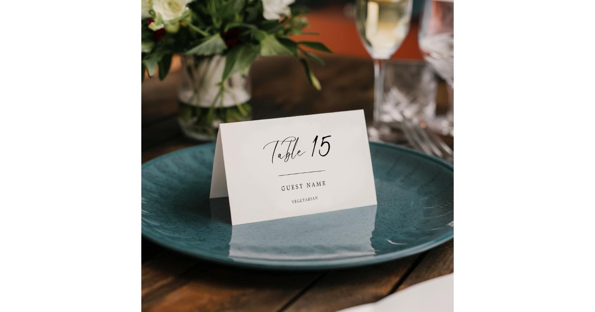 Simple Wedding Place Card With Menu & Meal Choice | Zazzle