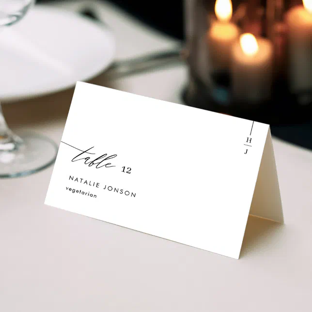 Simple Wedding Place Cards With Meal Choice | Zazzle