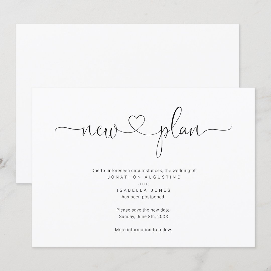 Simple Wedding Postponement Announcement | Zazzle