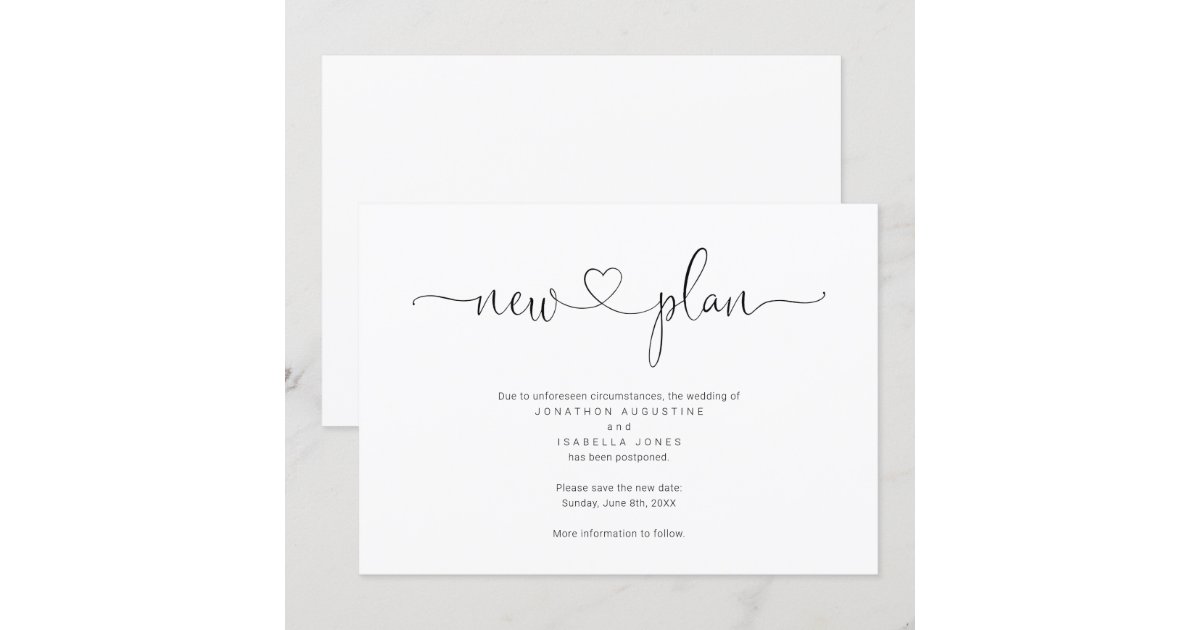 Simple Wedding Postponement Announcement | Zazzle