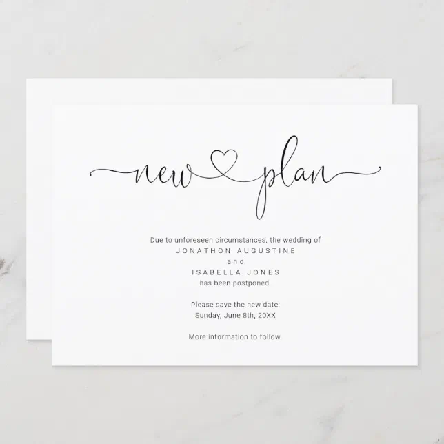 Simple Wedding Postponement Announcement | Zazzle