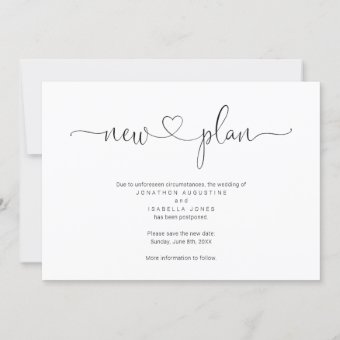 Simple Wedding Postponement Announcement | Zazzle