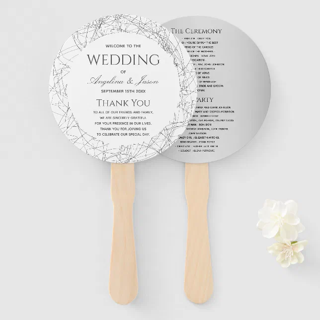 Simple Wedding Program Hand Fan | Zazzle