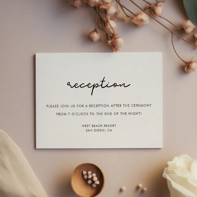 Simple wedding reception card | Zazzle