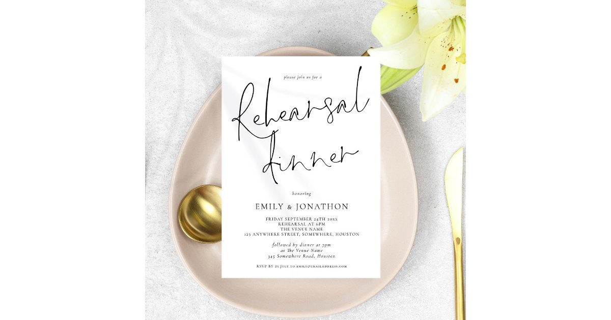 Simple Wedding Rehearsal Dinner Invitation | Zazzle