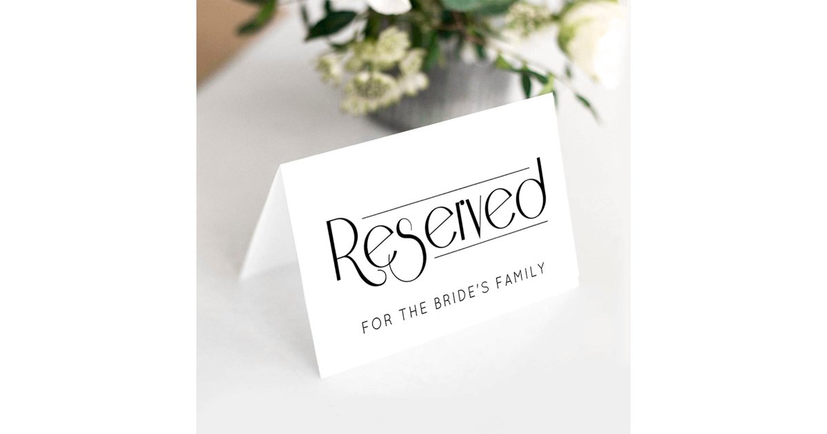 Simple Wedding Reserved Table Tent Sign | Zazzle