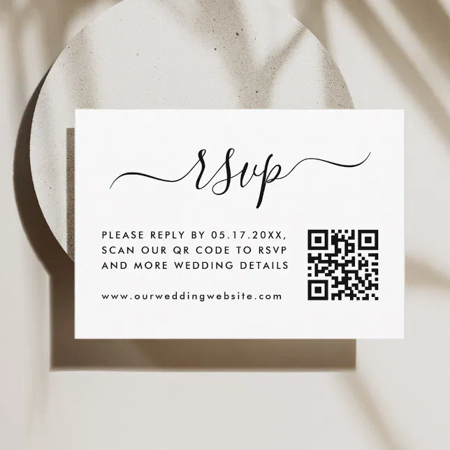 Simple Wedding RSVP with QR Code Enclosure Card | Zazzle